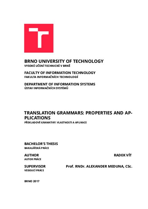 Pdf Translation Grammars Properties And Applications