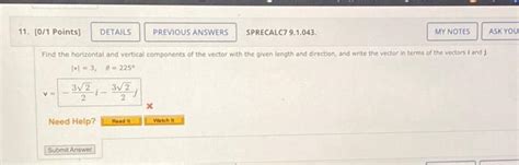 Solved Find The Horizontal And Vertical Components Of The Chegg Com