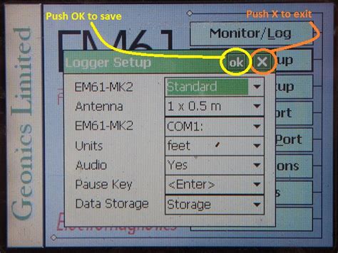EM MK A Logger Setup Menu Geonics Training EM EM EM EM