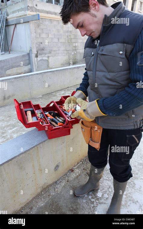 Man With A Toolbox Stock Photo Alamy