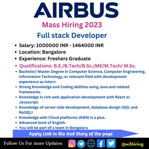 airbus recruitment 2023 hiring graduate full stack developer bachelor s master s degree