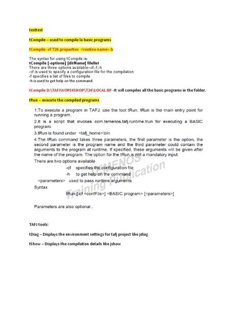 Tcompile Cf T24properties B Tcompile Options Dirname Filelist Pdf