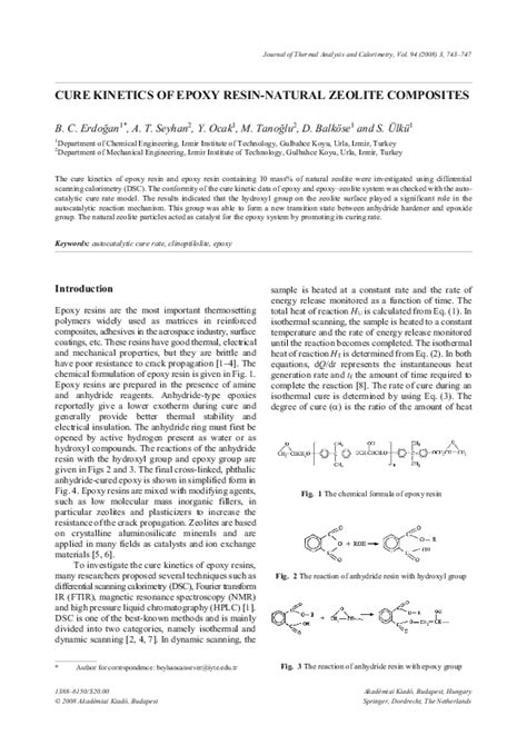 Pdf Cure Kinetics Of Epoxy Resin Natural Zeolite Composites