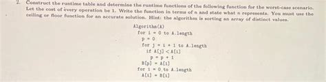 Solved 2 Construct The Runtime Table And Determine The