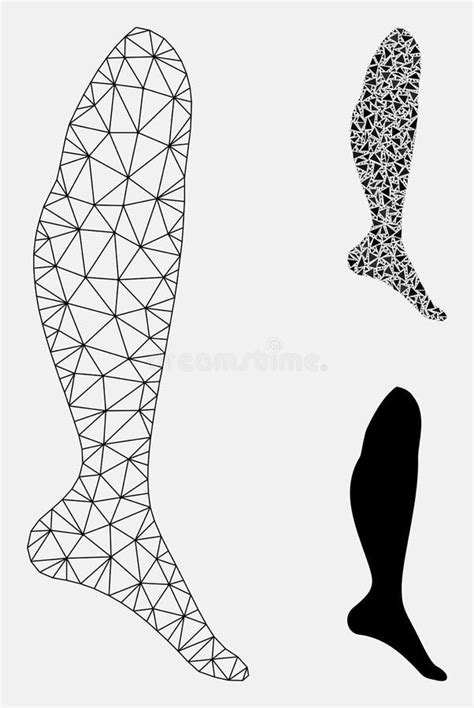 Leg Vector Mesh Network Model And Triangle Mosaic Icon Stock Vector