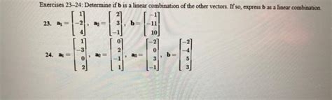 solved exercises 23 24 determine if b is a linear