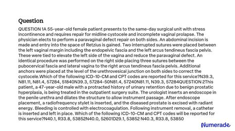 Solved Question 1a A 55 Year Old Female Patient Presents To The Same Day Surgical Unit With
