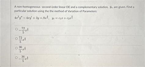 Solved A Non Homogeneous Second Order Linear De And A