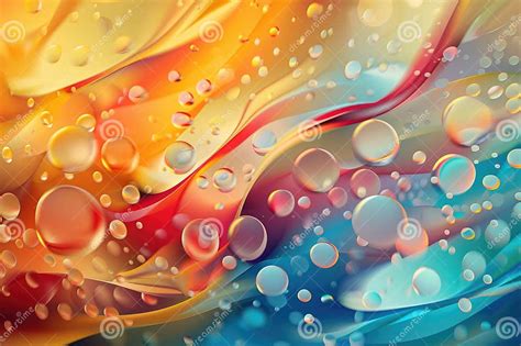 Digital Abstract Flowing Waves With Glowing Particles And Bubbles