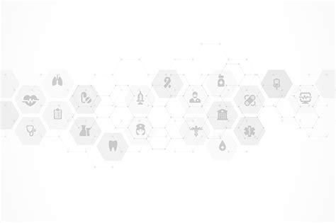 평평한 아이콘과 기호가있는 의료 개념 설계 의료 과학 및 의학 배경에 사용 육각형에 대한 스톡 벡터 아트 및 기타 이미지 육각형 0명 개념 Istock