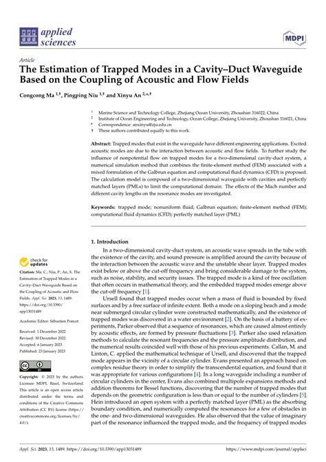 Pdf The Estimation Of Trapped Modes In A Cavityduct Waveguide Based