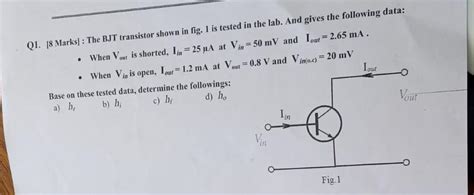 Solved Q Marks The BJT Transistor Shown In Fig Is Chegg Com