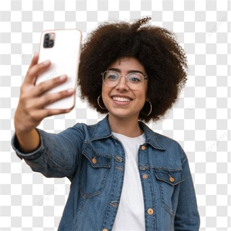 Young Woman Taking Selfie With Phone Woman Taking Selfie Png