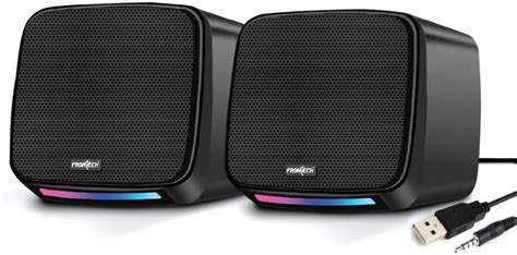Frontech 2 0 Usb Powered Multimedia Speakers With Rgb Lights 2 X 3w Drivers 5 2 Cm Aux