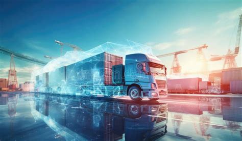 A Modern Truck Is Driving On The Road Stock Illustration Illustration