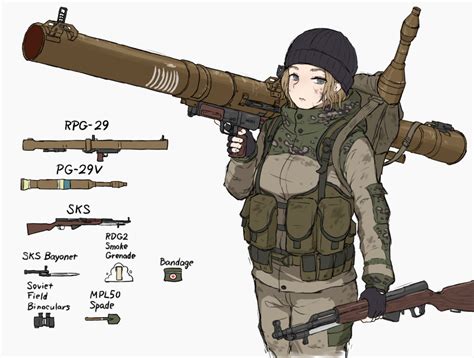 Safebooru 1girl Ammunition Ammunition Pouch Backpack Bag Bayonet