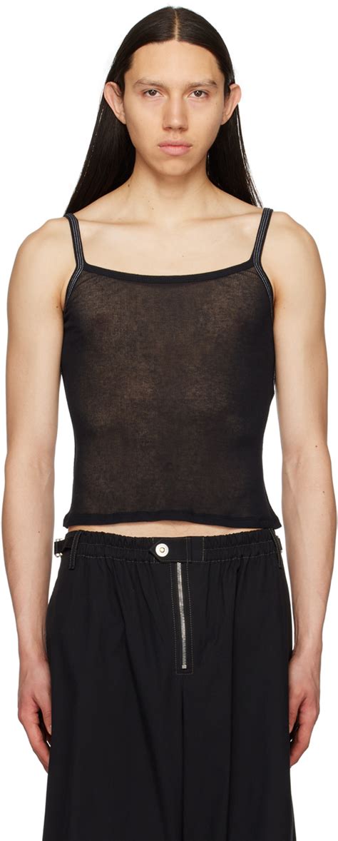 Dion Lee Black Semi Sheer Tank Top Dion Lee
