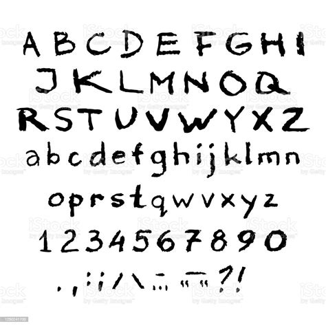 검은 파스텔 알파벳 세트 숫자 그런지 벡터 핸드 드로잉은 포스터 로고 광고 템플릿 패턴 배너용 디자인 요소로 되어 있습니다 흰색