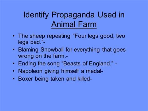 Examples Of Propaganda In Animal Farm And Its Impact