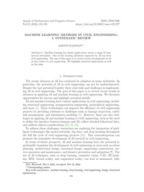 Machine Learning Methods In Civil Engineering A Sy Download Free Pdf Artificial Intelligence