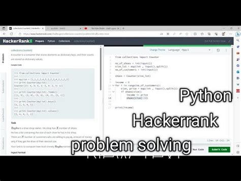 Hackerrank Python Collections Counter YouTube