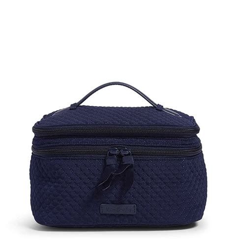 Vera Bradley 여성용 극세사 브러시 업 화장품 메이크업 정리함 케이스 가방 클래식 네이비 티몬