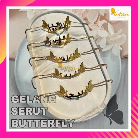 Drawstring Bracelet Arabic Name Butterfly Butterfly Custom Letters 2 Layer Name Stack Titanium