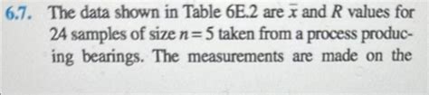 Solved The data shown in Table E are xˉ and R values Chegg com