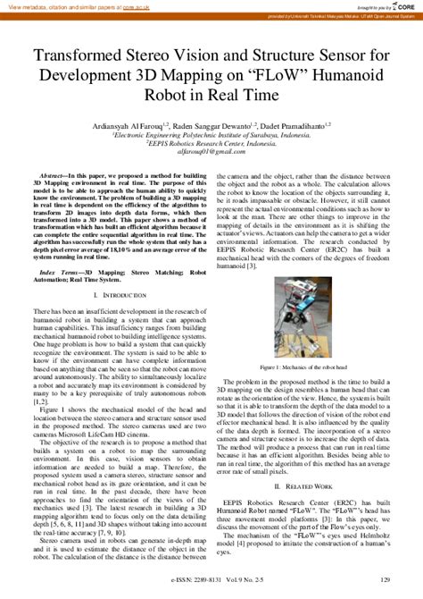 pdf transformed stereo vision and structure sensor for development 3d