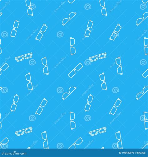 Vector Blue Seamless Pattern Made With Line Glasses Stock Vector