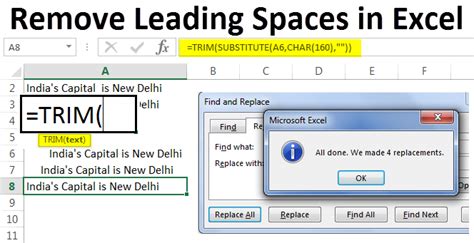 Remove Leading Spaces In Excel Top 4 Methods To Remove Cell Spaces