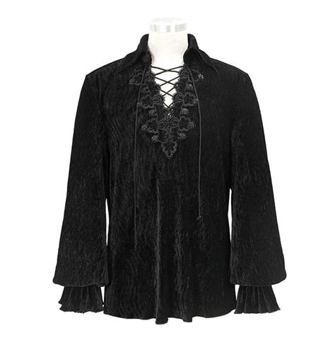 Gothic Embroidered Oversize Shirt Gothic Blouse Gothic Shirts Black