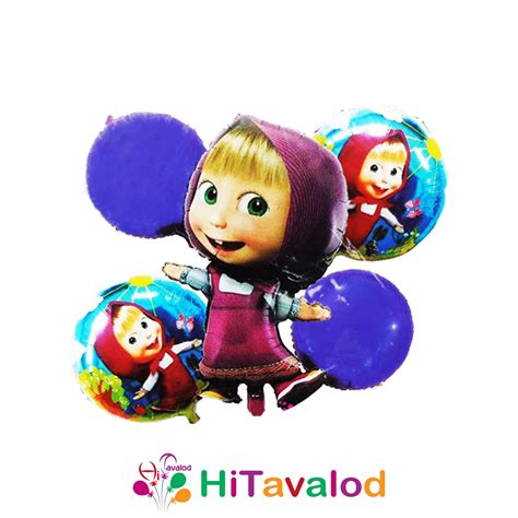 بادکنک فویلی ۵ تکه تم تولد ماشا و میشا کد2 های تولد خرید اینترنتی