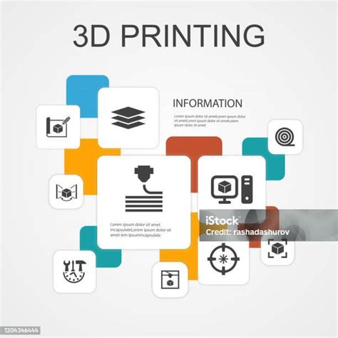 3d 인쇄 인포 그래픽 10 라인 아이콘 템플릿3d 프린터 필라멘트 프로토 타이핑 모델 준비 간단한 아이콘 10에 대한 스톡