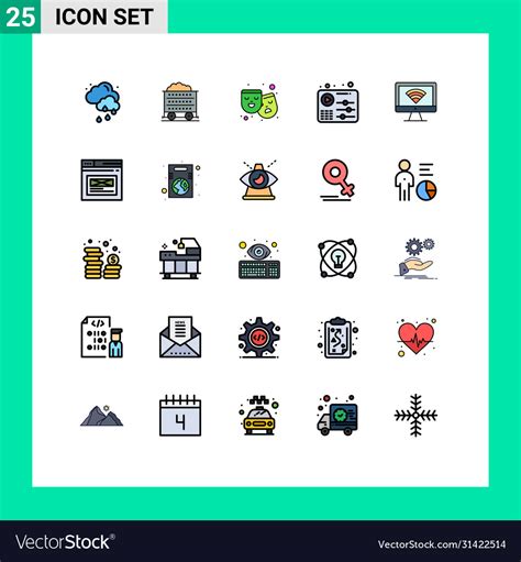 Set 25 Modern Ui Icons Symbols Signs For Wifi Vector Image