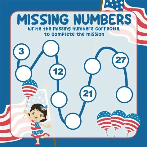 Missing Numbers Write The Answer Correctly Educational Printable Math Worksheet Count And