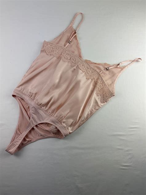 Pink Satin Lace Cami Bodysuit Etsy