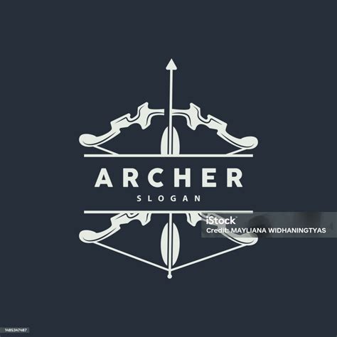 아처 로고 양궁 화살표 벡터 우아한 간단한 미니멀리스트 디자인 아이콘 기호 일러스트레이션 템플릿 가상현실에 대한 스톡 벡터 아트