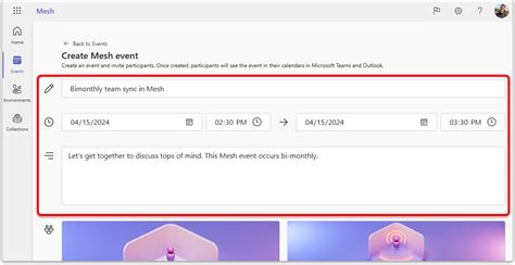 Create Event In Mesh On Web Microsoft Mesh Microsoft Learn