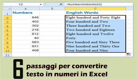 6 passaggi per convertire testo in numeri in excel