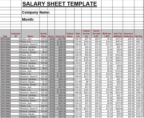 Download 17 Printable Salary Sheet Templates In [excel And Word]