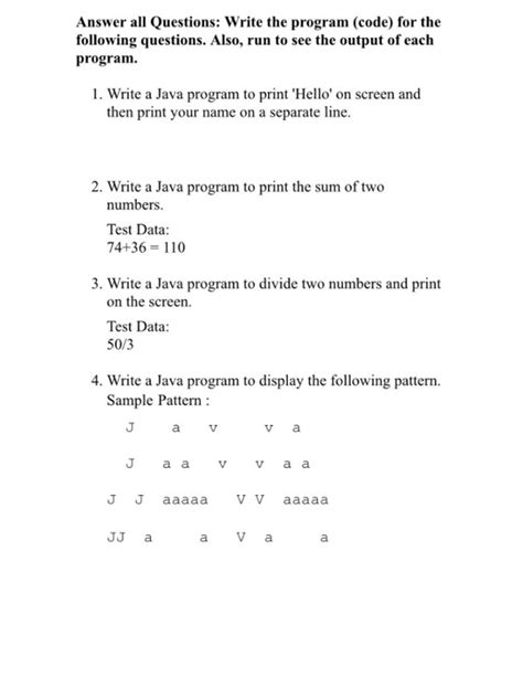 Solved Answer All Questions Write The Program Code For
