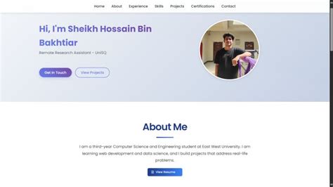 Webdevelopment Javascript Html Css Portfolio Vercel Opentowork Cse Eastwestuniversity
