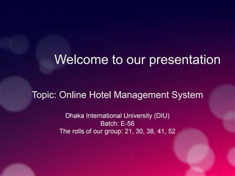 Hotel Reservation System Project Pptx Databases Computer Software And Applications