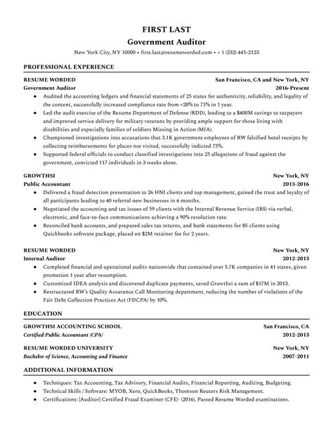 7 Auditor Cv Examples For 2025 Resume Worded