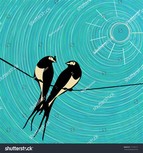 Swallows Love Card Graphic Art Stock Vector Royalty Free 117733171 Shutterstock