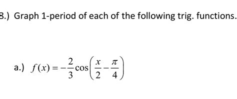 graph 1 period of each of the following trig