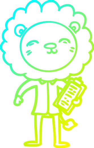 비즈니스 옷에 만화 사자의 차가운 그라데이션 선 그리기 경영자에 대한 스톡 벡터 아트 및 기타 이미지 경영자 귀여운 그라데이션 Istock