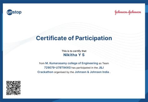 Nikitha Y S On Linkedin Unstop Crackathon Johnsonandjohnson Jj