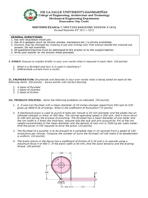 Machine Design 2 Lecture Midterm Exam Pdf Clutch Brake